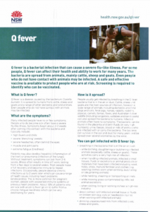 Q fever – Greenmeadows Medical Centre Port Macquarie